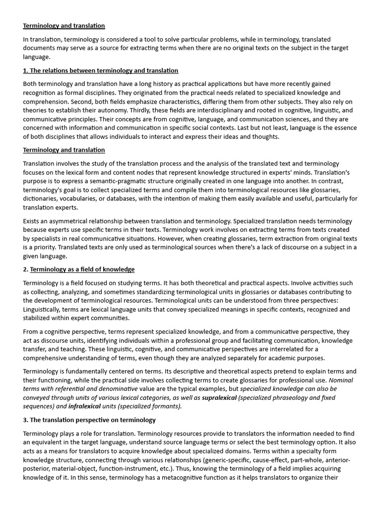 Terminology and Translation | PDF | Translations | Linguistics