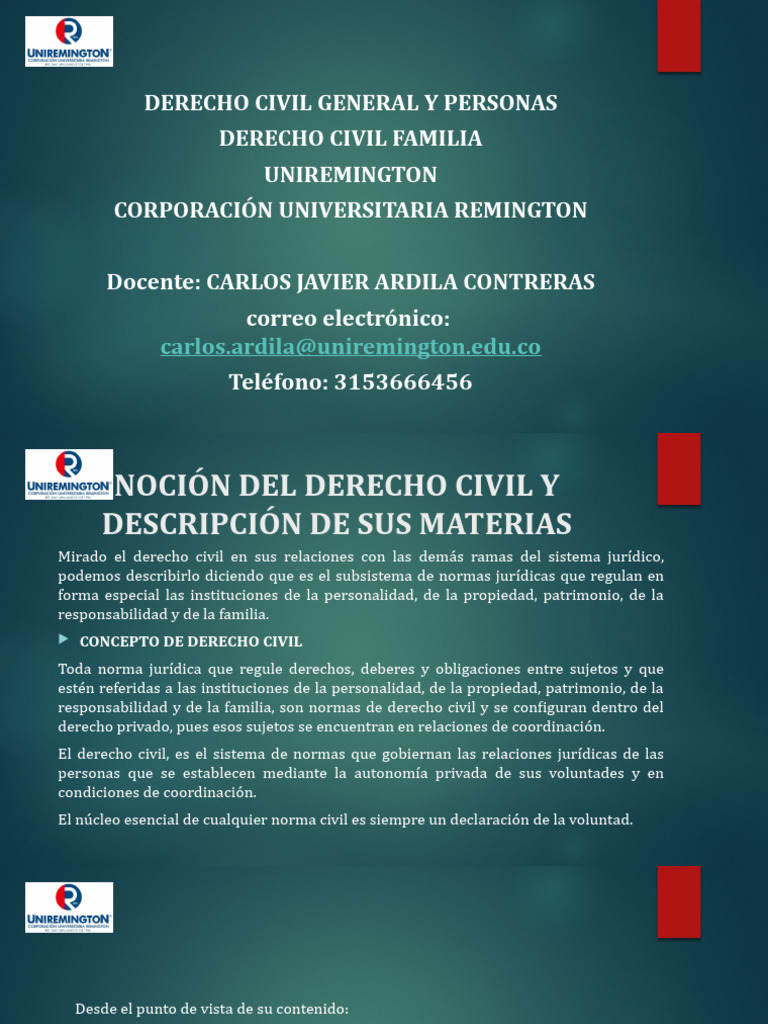 Presentación Derecho Civil Personas y Familia | PDF | Derechos | Derecho Civil (Common Law)