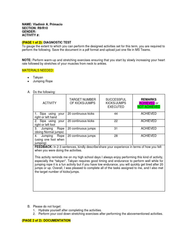 PE206 ACTIVITY2 Primacio | PDF