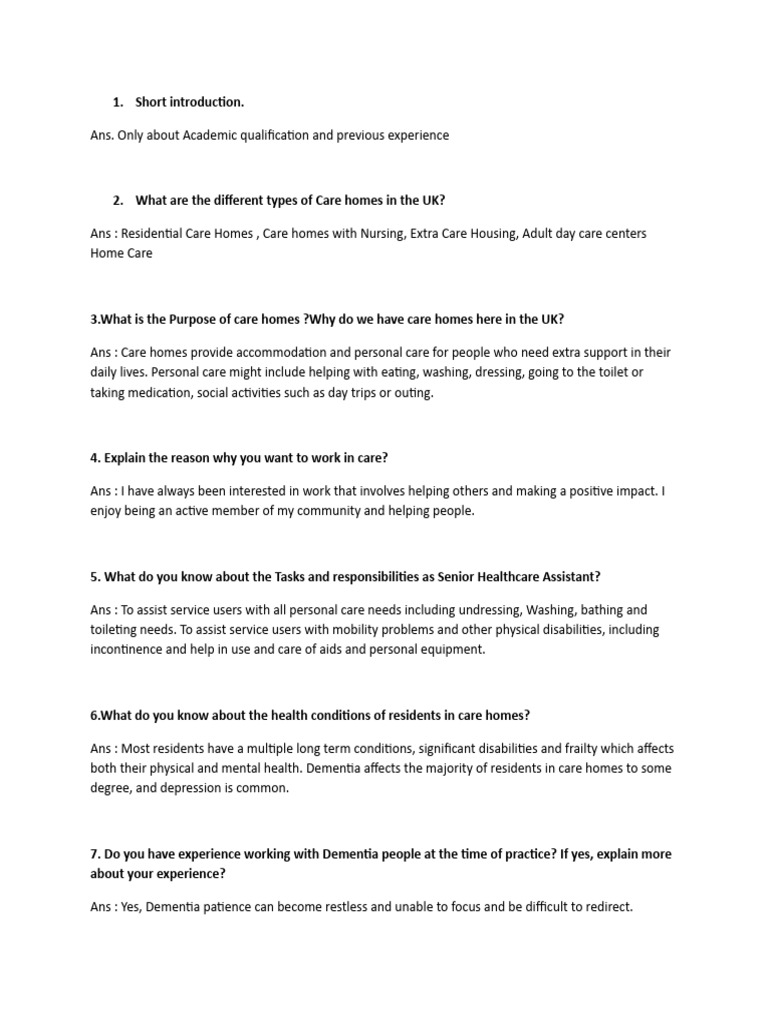 Healthcare Questions and Answers 1 | PDF