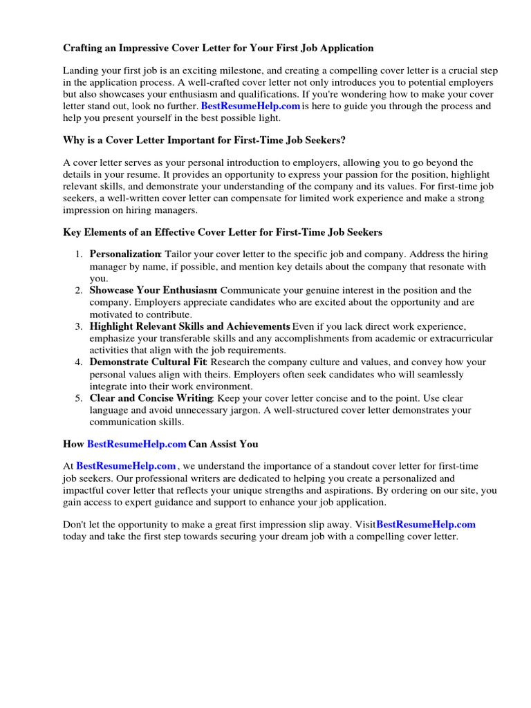 Cover Letter For First Job in High School | PDF | Résumé | Recruitment