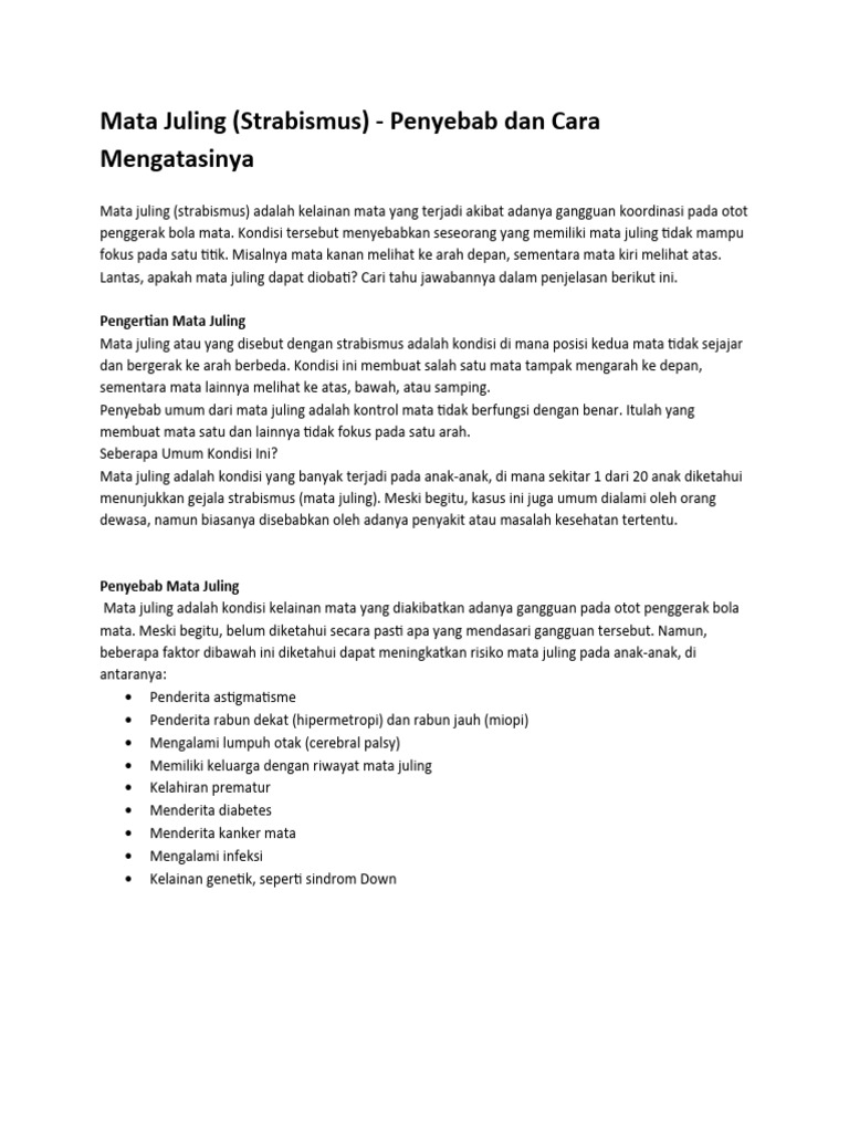 Tentang Mata Juling | PDF | Kesehatan Holistik