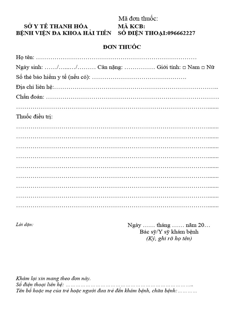 Đơn Thuốc chuẩn | PDF