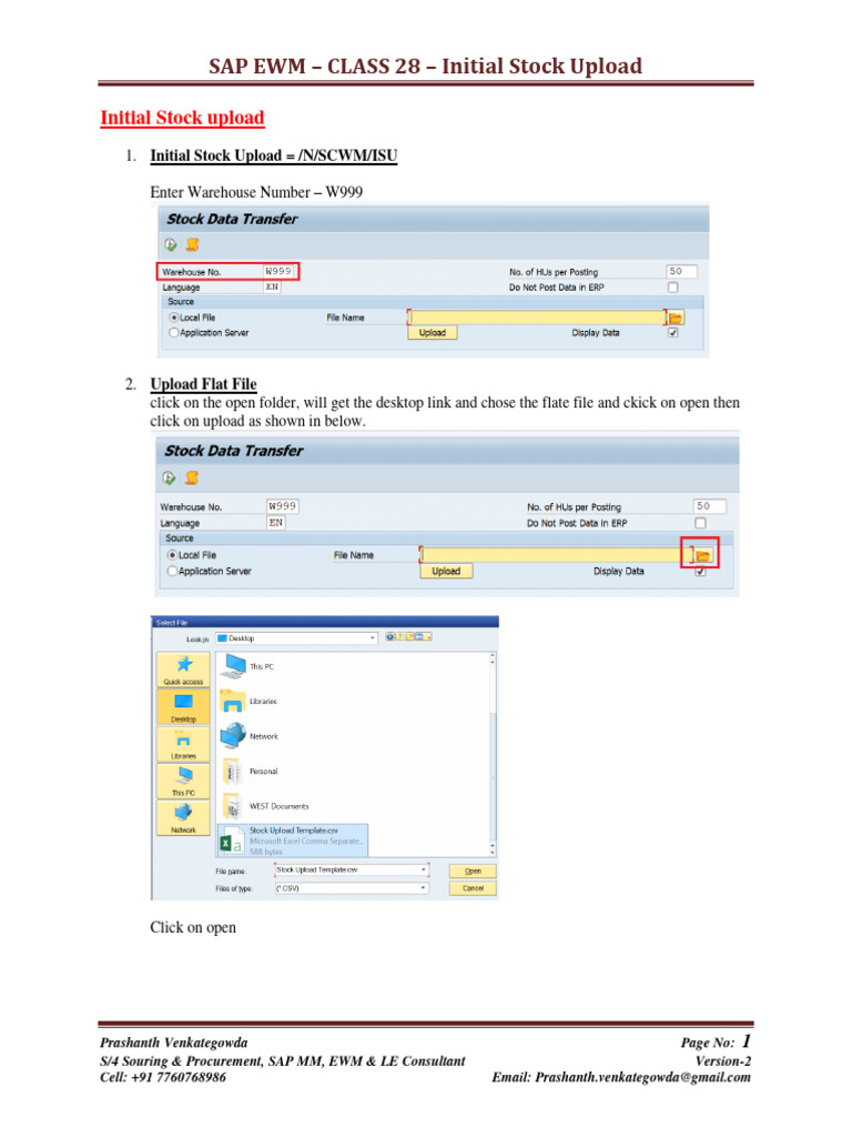 EWM CLASS 28 - Intial Stock Upload | PDF | Computers