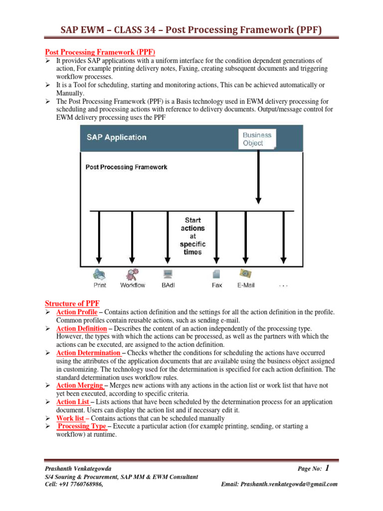 EWM CLASS 34 - Post Processing Framework (PPF) | PDF | Image Editing | Software Framework