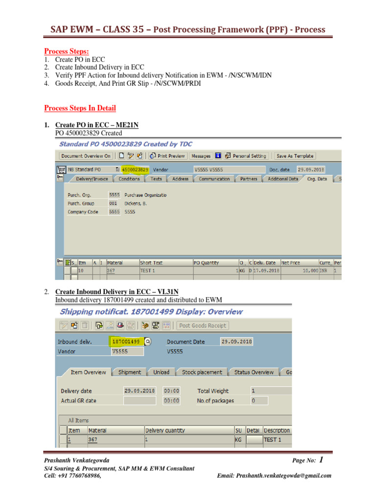 EWM CLASS 35 - Post Processing Framework (PPF) Process | PDF | Supply Chain Management