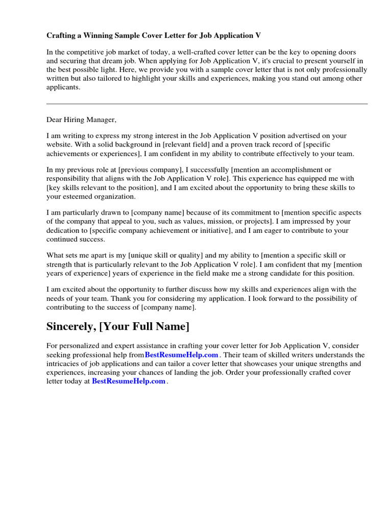 Sample Cover Letter Job Application Via Email | Download Free PDF | Résumé