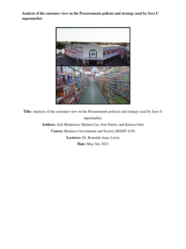 Customer Insights on Save U Procurement | PDF | Survey Methodology | Retail