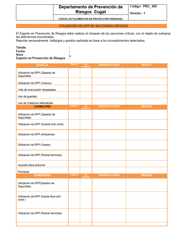 Check List Epp | PDF | Ropa