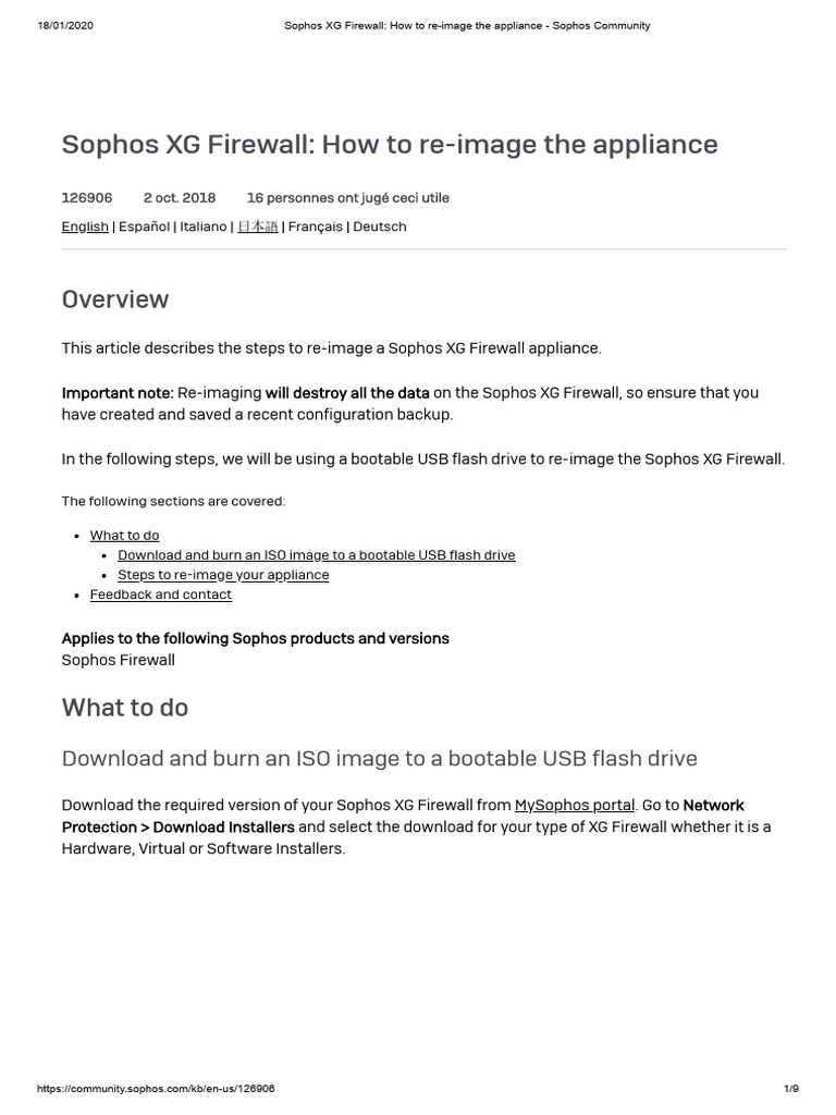 Sophos XG Firewall - How To Re-Image The Appliance - Sophos Community ...