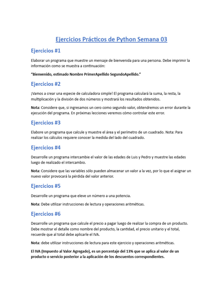 Ejercicios Prácticos De Python Semana 03 Descargar Gratis Pdf Salario Precios 
