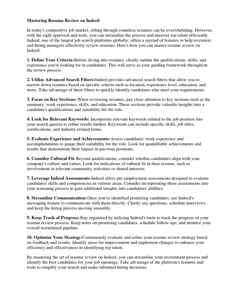 How To Review Resumes On Indeed | PDF | Résumé | Computing
