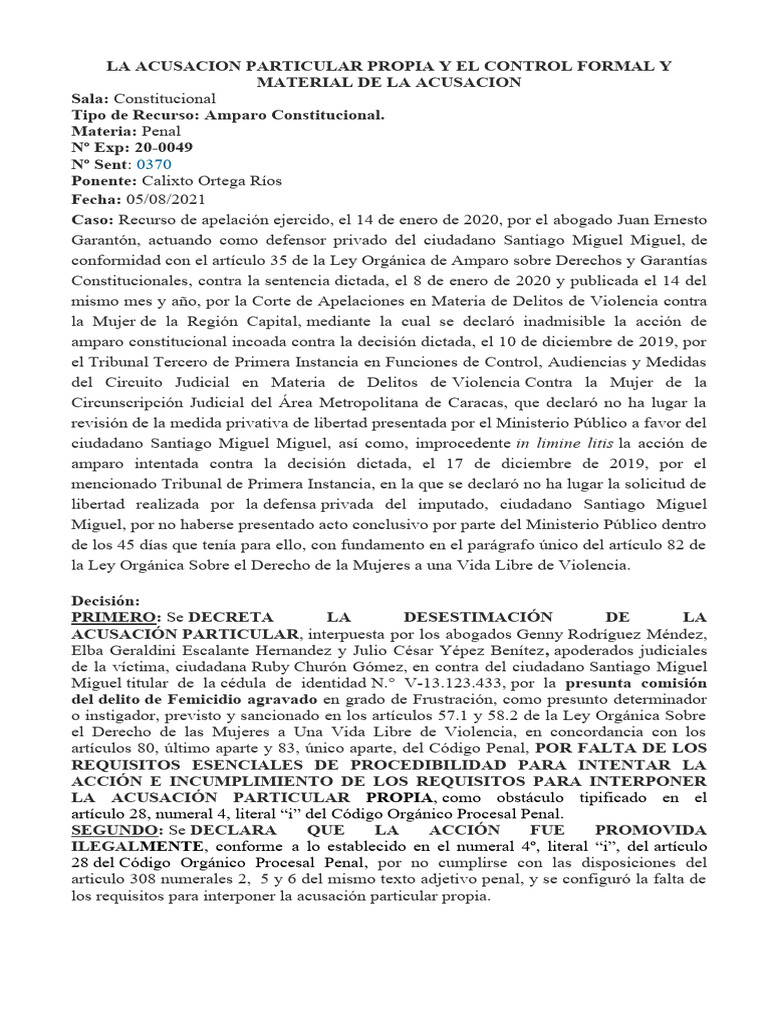 Control de Acusación Particular en Femicidio | PDF | Fiscal | Sentencia (ley)