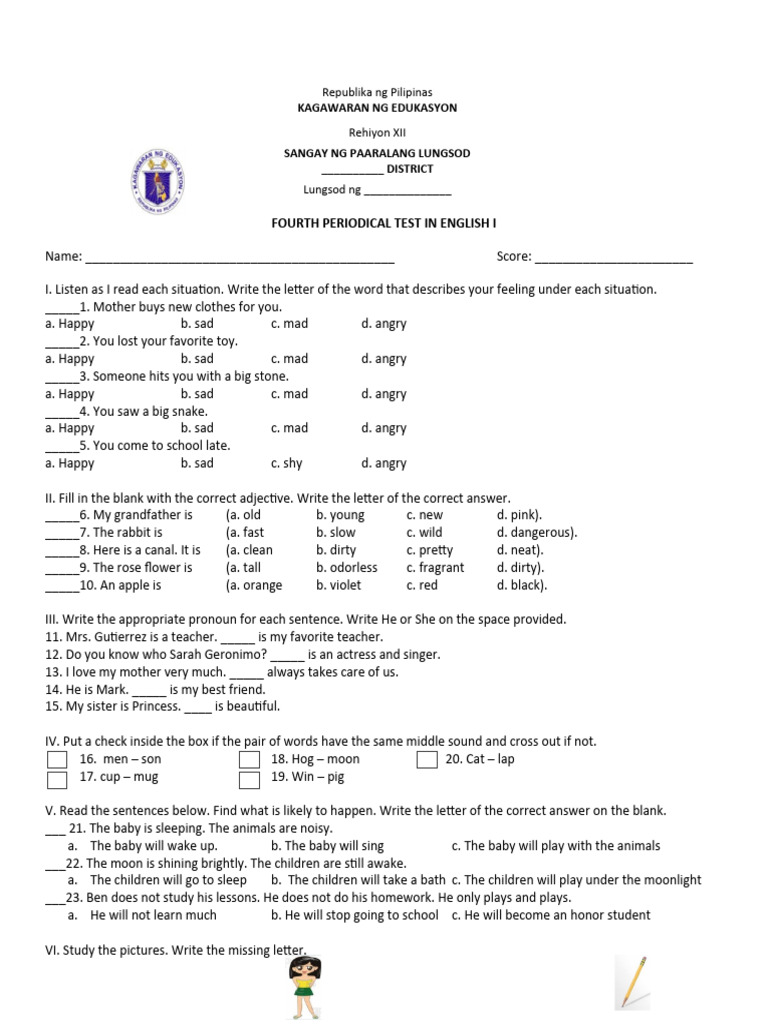 PT - English 1 - Q4 V2 | PDF