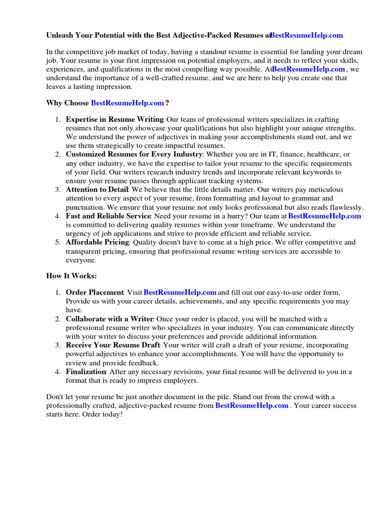 Adjective-Packed Resumes for Success | PDF | Résumé | Adjective