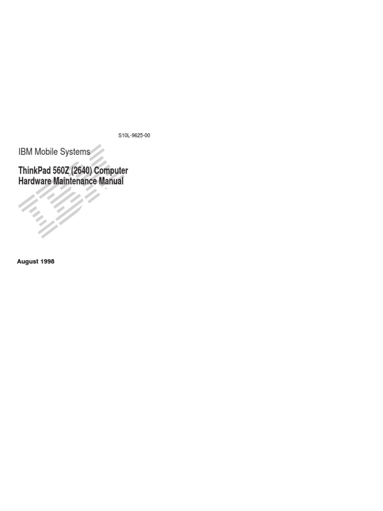 Ibm Mobile Systems: Hardware Maintenance Manual Thinkpad 560Z (2640 ...