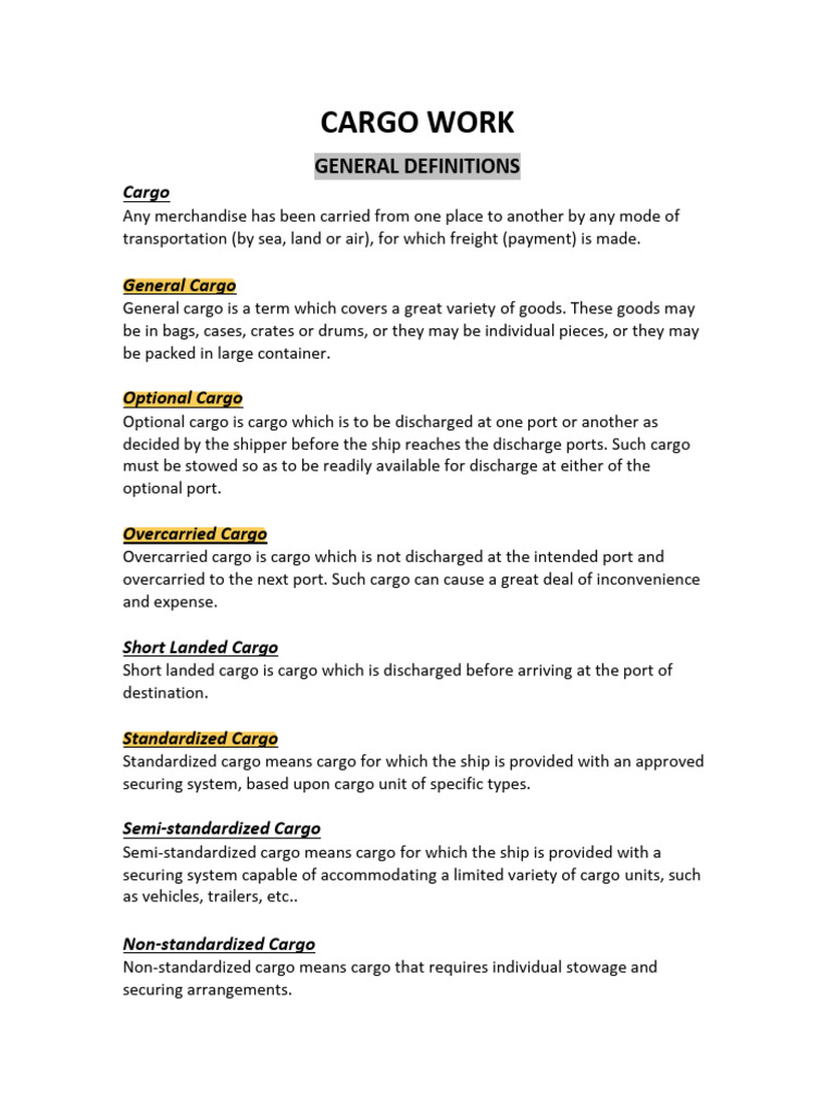 Cargo Pdf Cargo Dangerous Goods