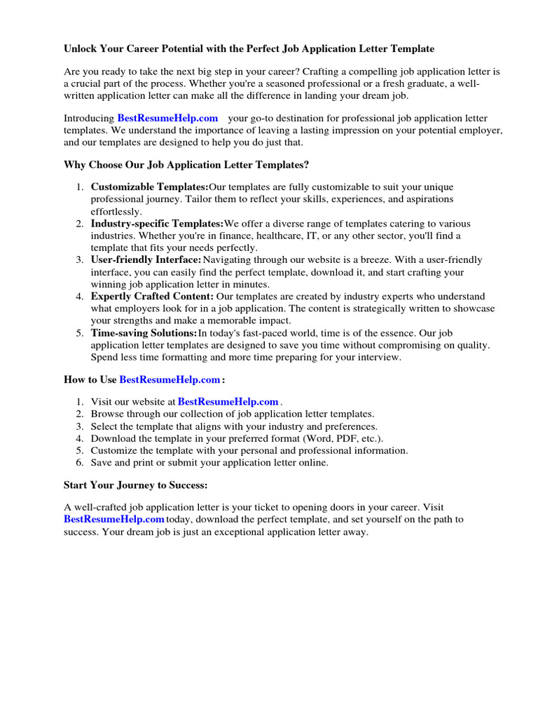 Job Application Letter Template Download | PDF | Résumé | Job Interview