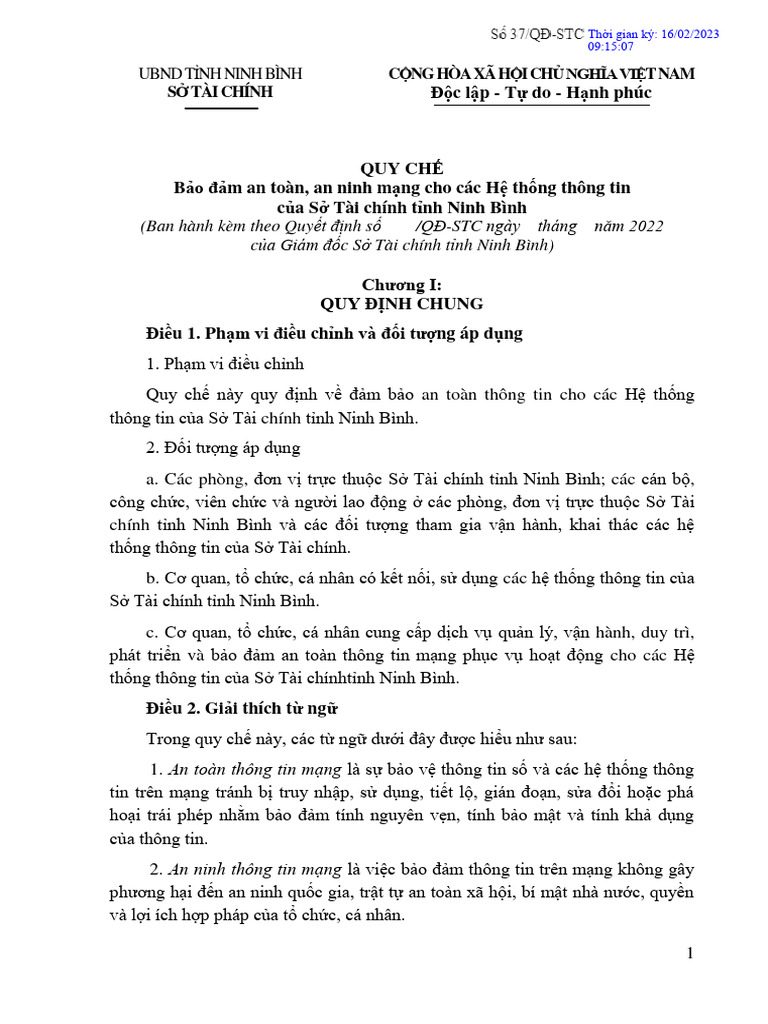 Quyche An Toan Thong Tin STC 2023 | PDF