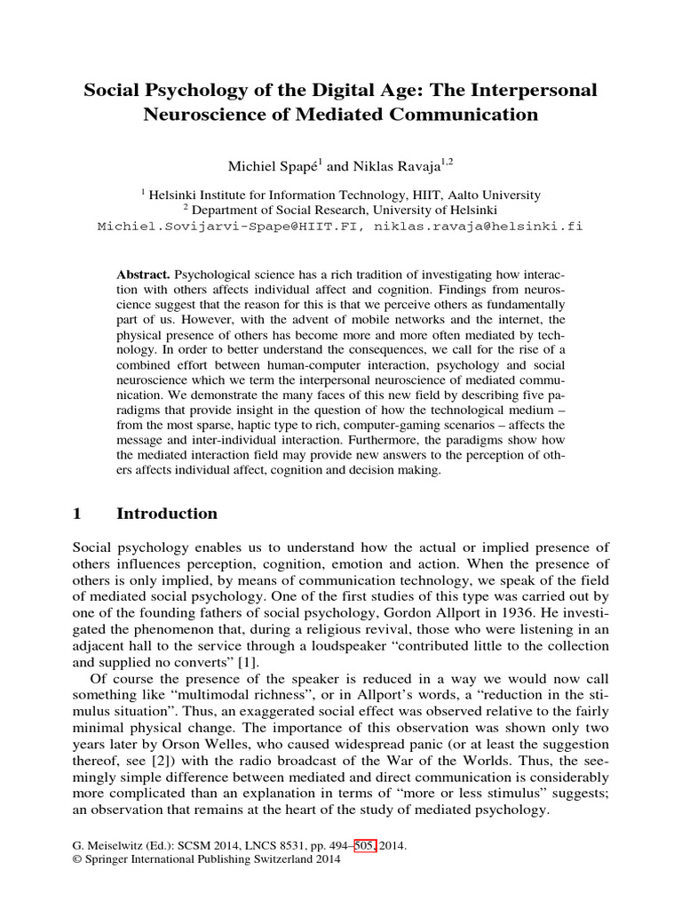 Spape & Rajava - The Interpersonal Neuroscience of Mediated ...