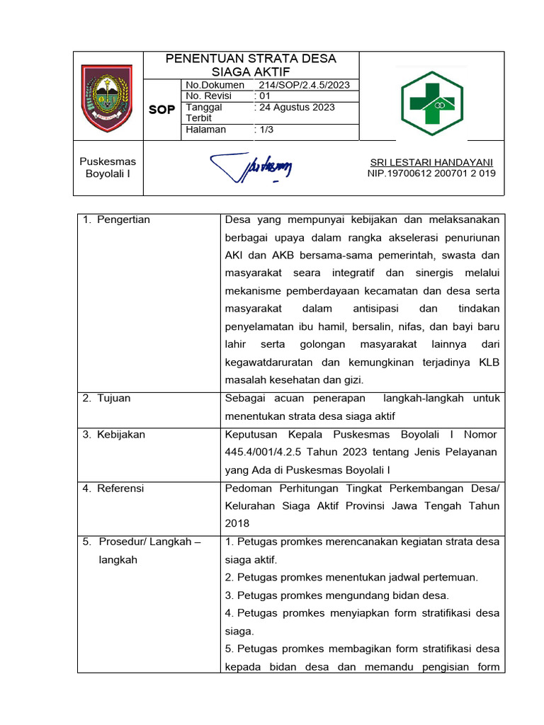2.6.1.b SOP DESA SIAGA | PDF
