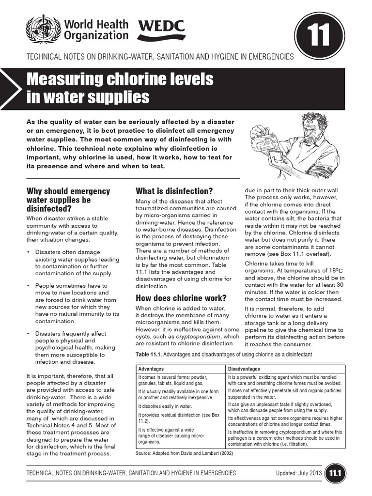 Measuring Free Chlorine in Water | PDF | Drinking Water | Disinfectant