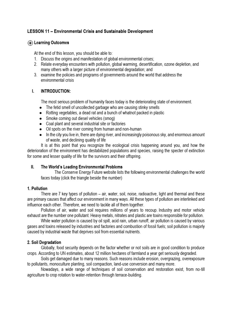 Environmental Crisis and Solutions | PDF | Climate Change | Waste