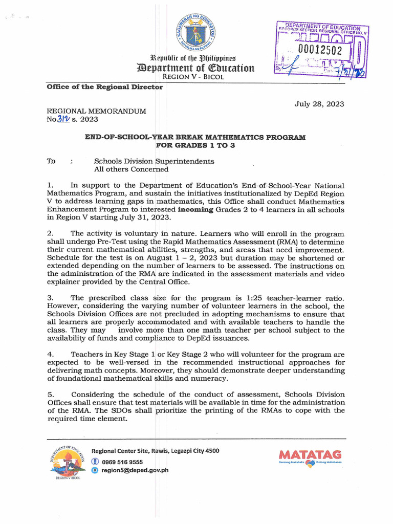 Chool Year Break Mathematics Program For Grades 1 To 3 1 | PDF