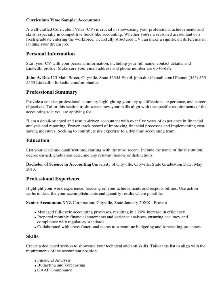 Accountant CV Sample and Tips | PDF | Résumé | Accounting