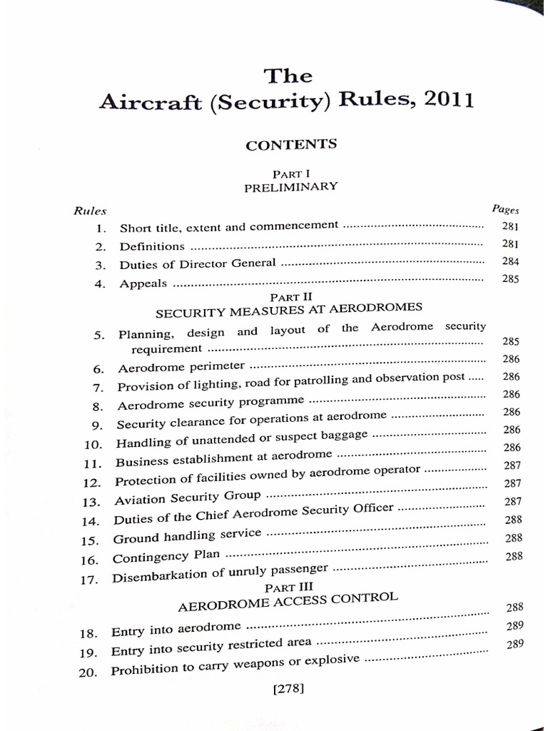 Aircraft (Security) Rules, 2011. | PDF
