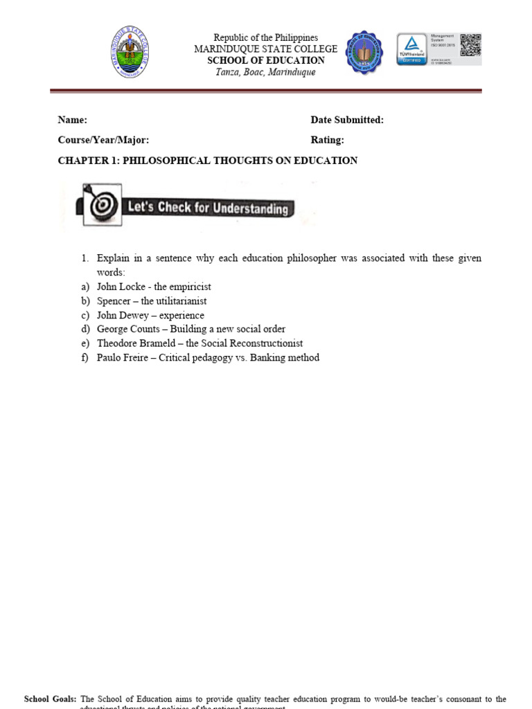 CHAPTER1-2 | PDF | Philosophy Of Education | Teachers