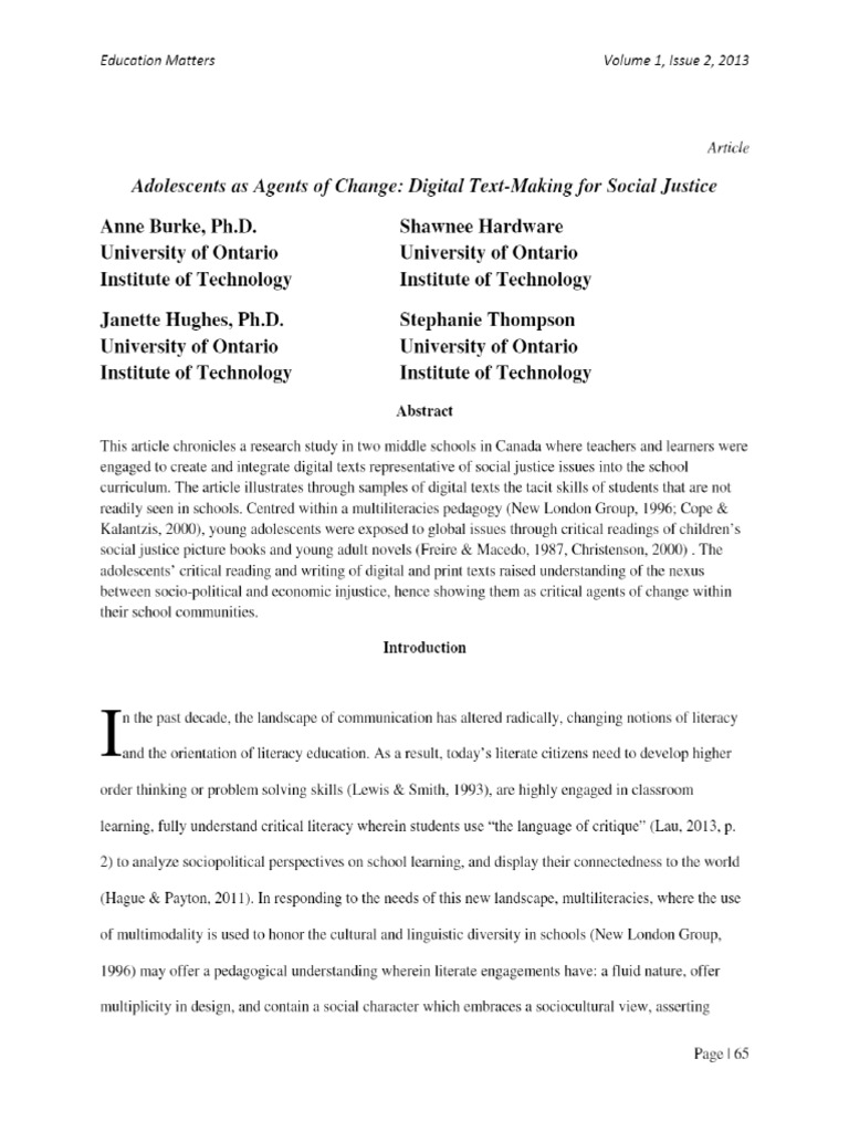 View of Adolescents As Agents of Change | PDF
