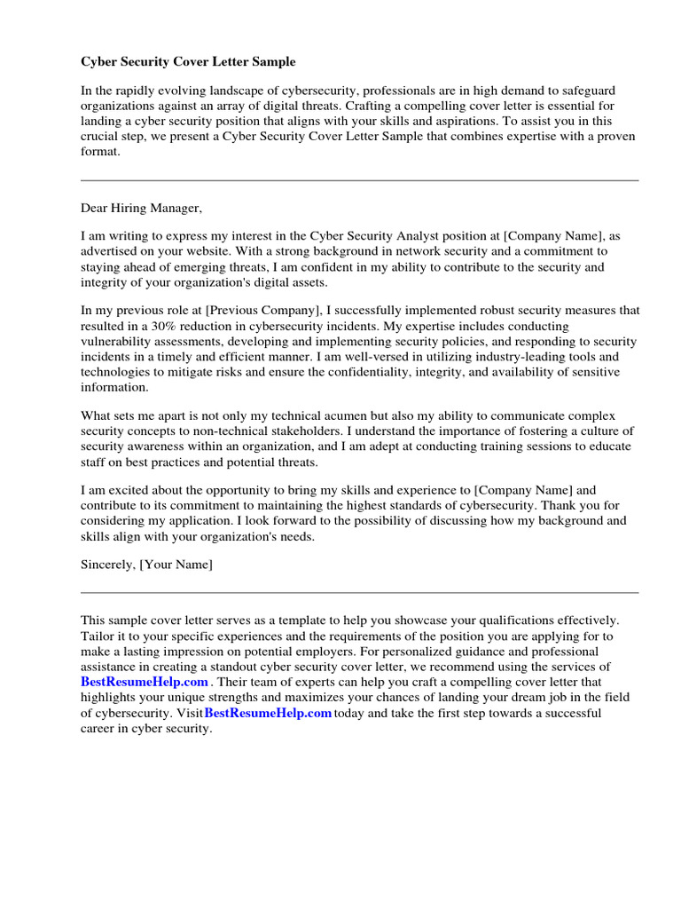 Cyber Security Cover Letter Sample | PDF | Computer Security | Security