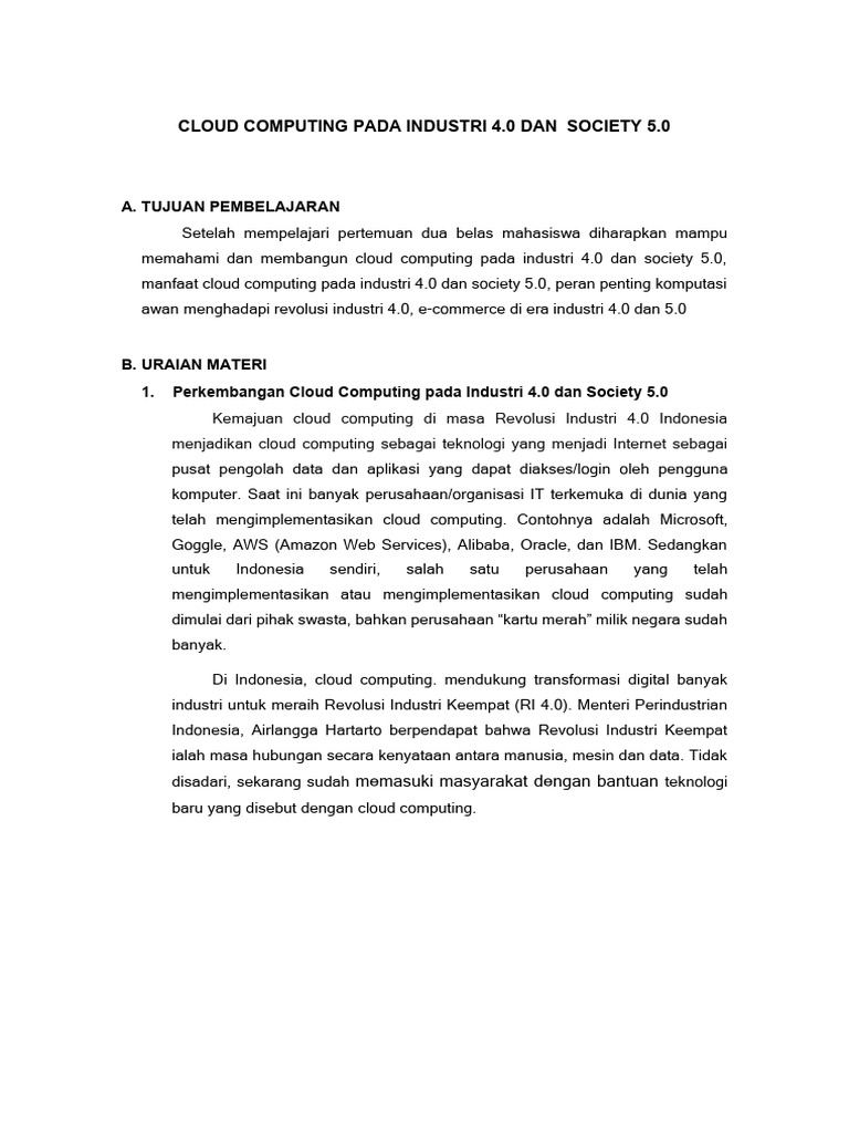 Cloud Computing Pada Industri 4 | PDF