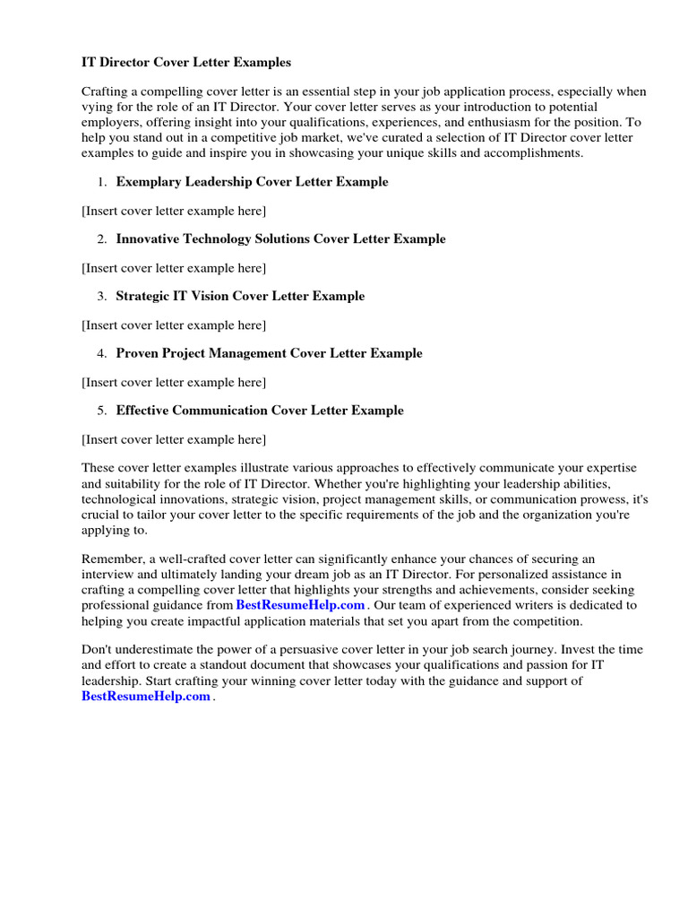 It Director Cover Letter Examples | PDF | Experience | Recruitment