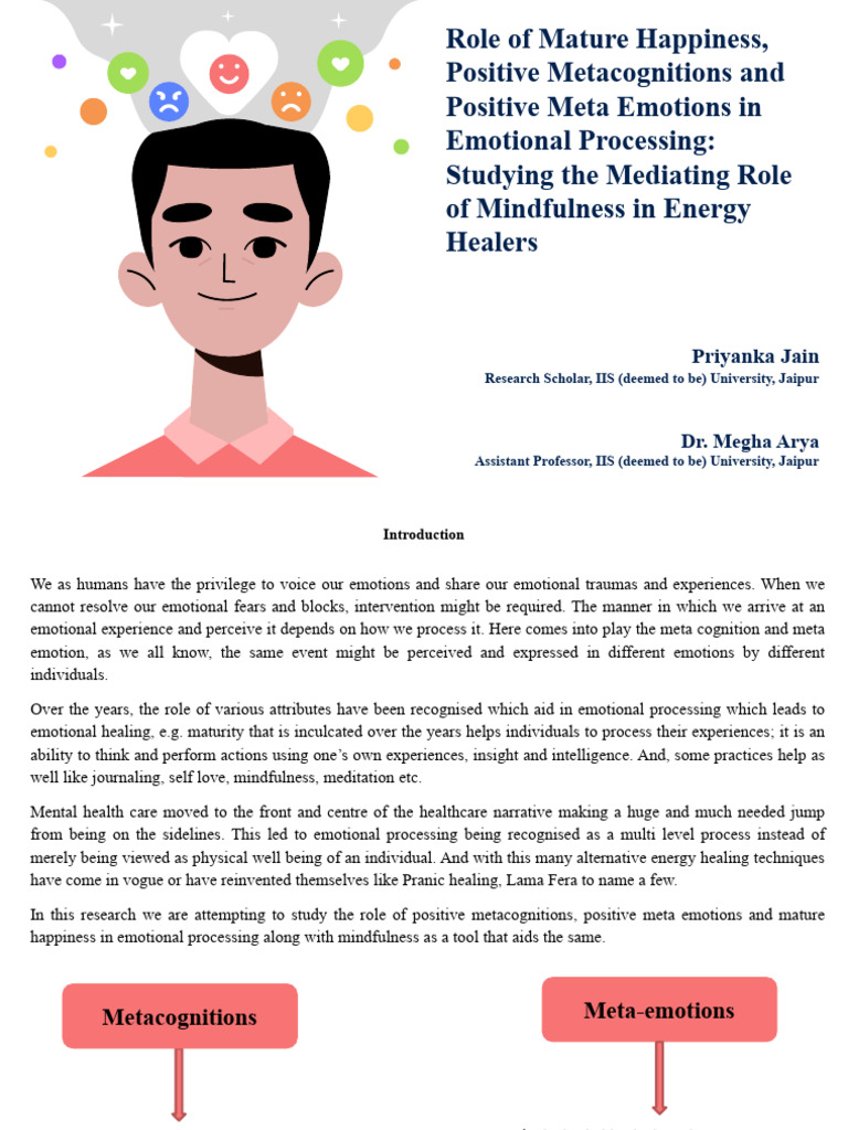 Role Of Mature Happiness Positive Metacognitions And Positive