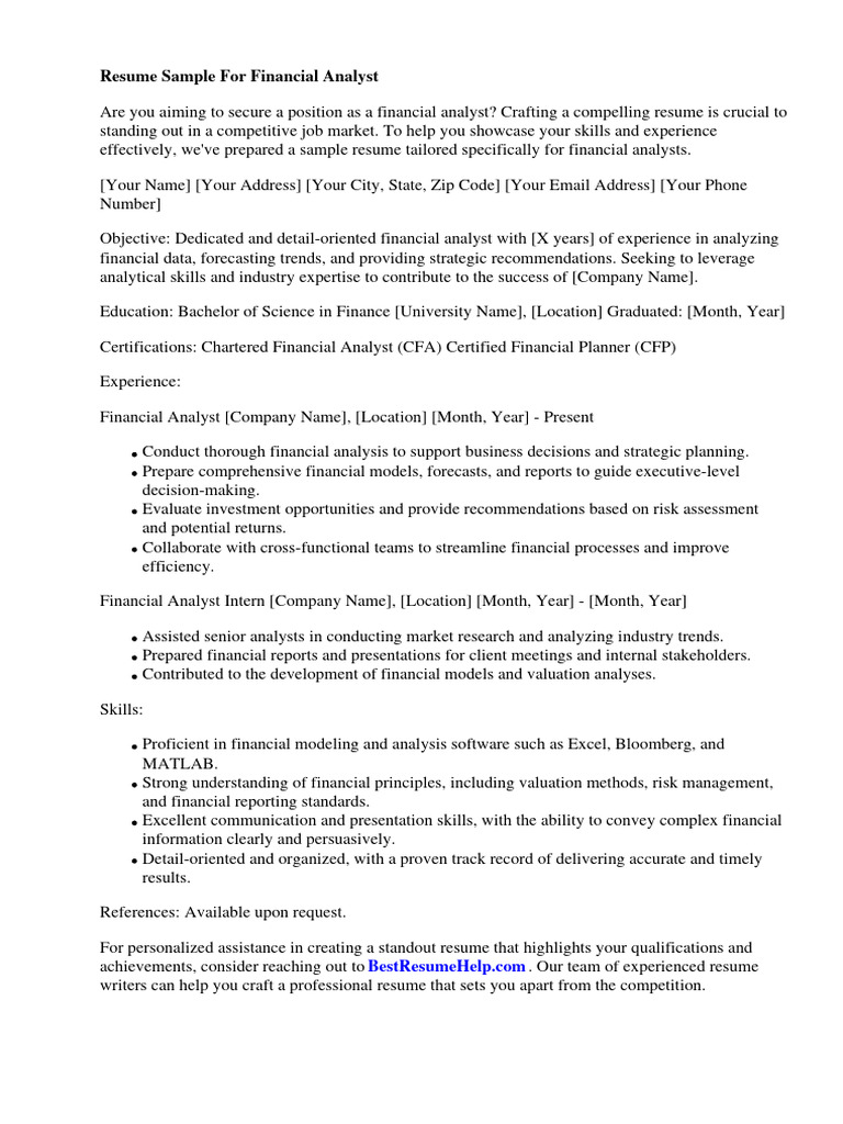 Resume Sample For Financial Analyst | PDF | Financial Analyst ...