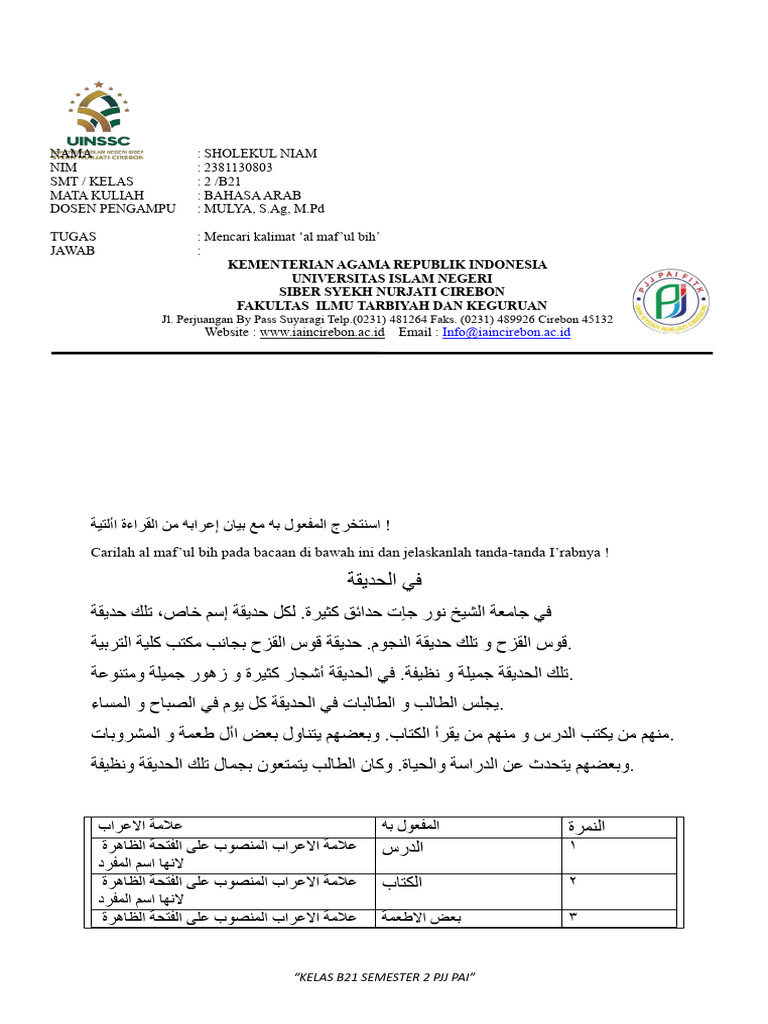 Tugas Bahasa Arab B21 | PDF