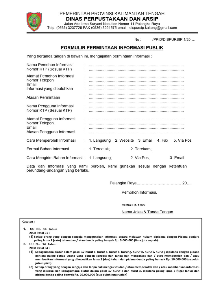Formulir Permohonan Informasi | PDF