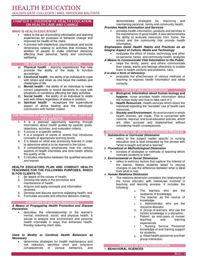 Health Educ | PDF | Nursing | Health Education