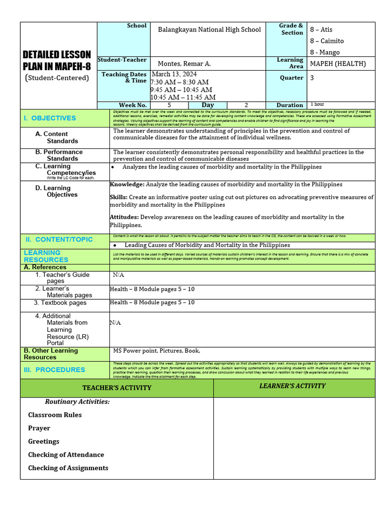 7es DLP-healthh | PDF | Learning | Teachers