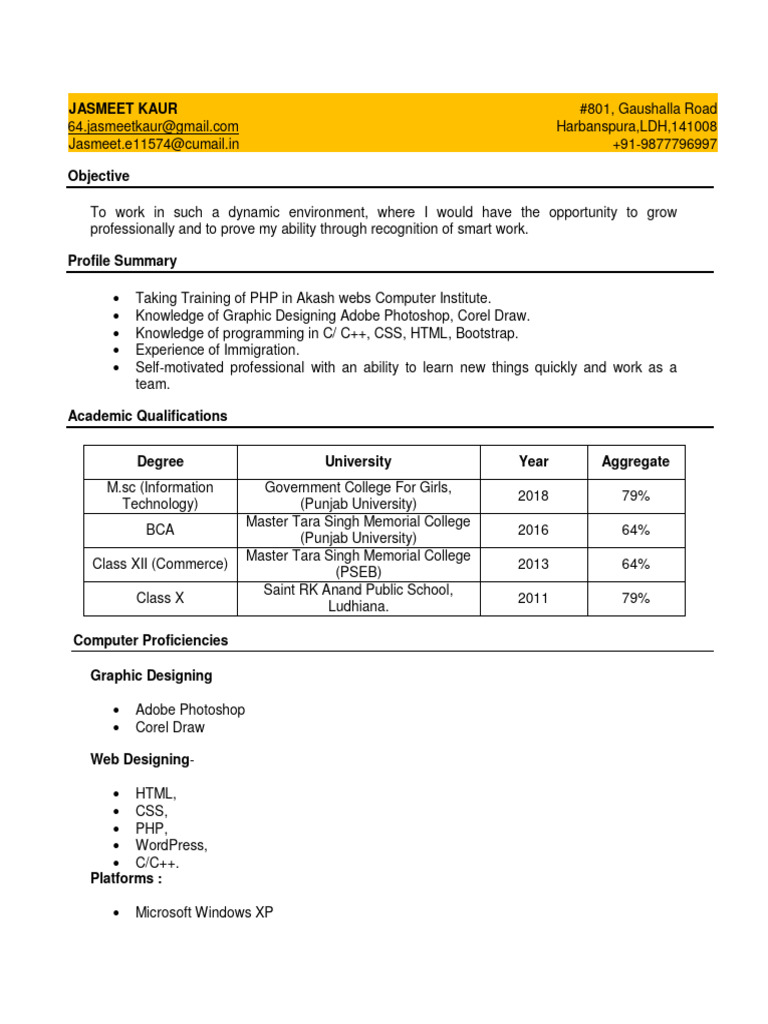 meet kaur cv | PDF | Bootstrap (Front End Framework) | Computing