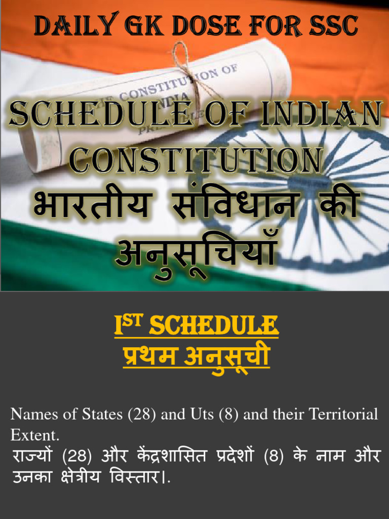 Schedules of Indian Constitutions | PDF