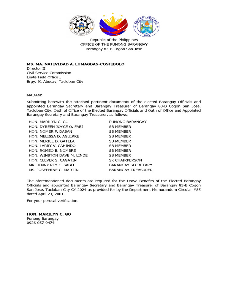 Civil Service Letter | PDF