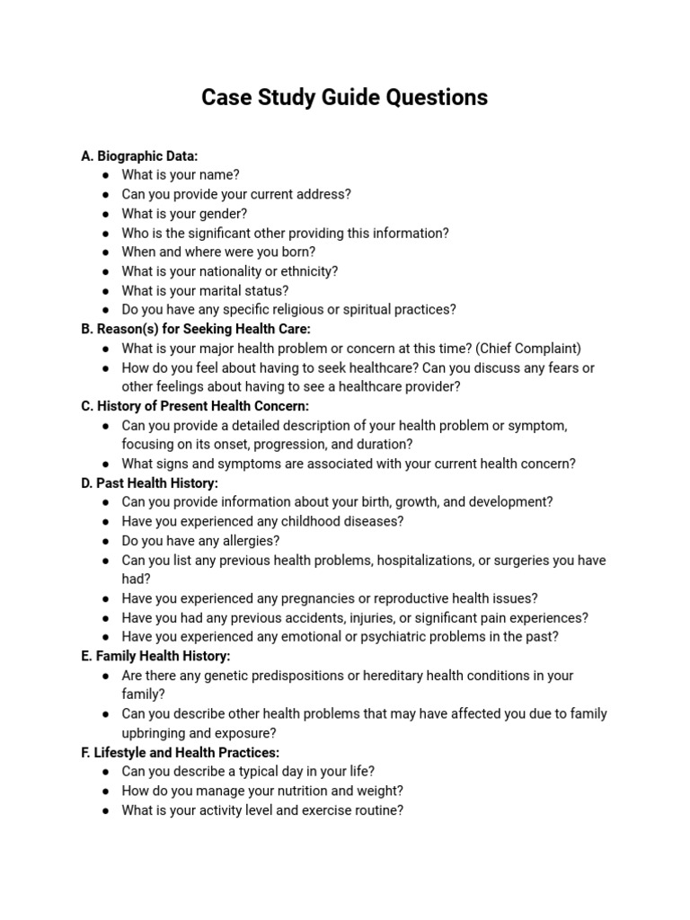 CASE STUDY GUIDE | PDF | Heart | Diseases And Disorders