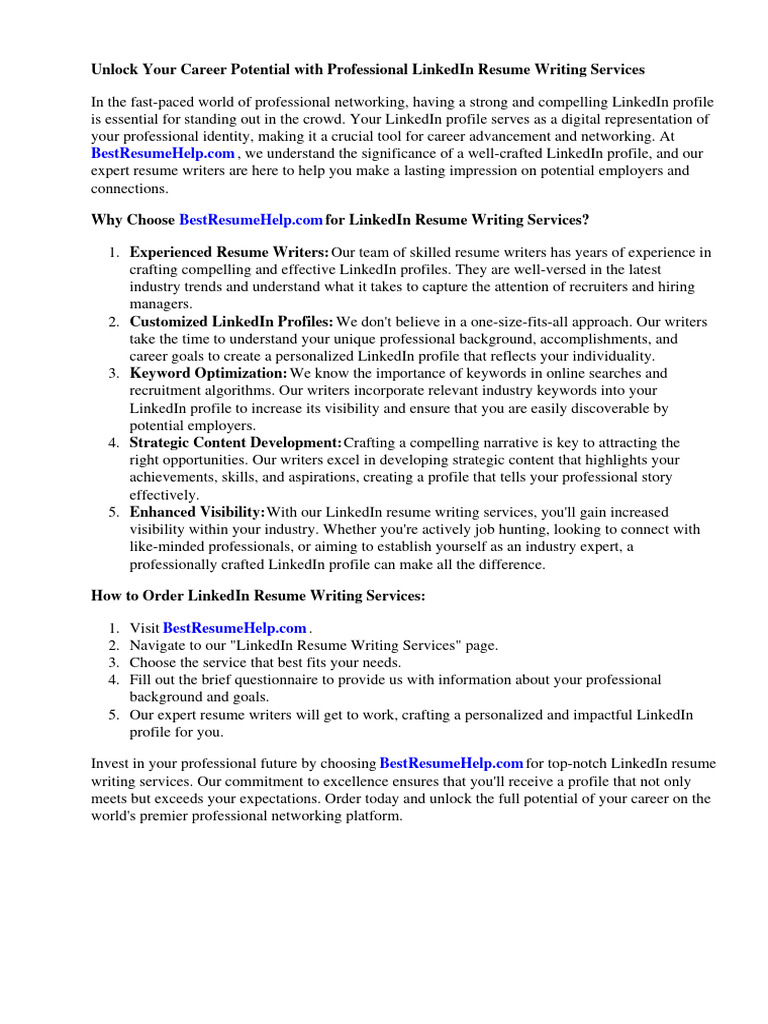 Linkedin Resume Writing Services | Download Free PDF | Linked In | Résumé