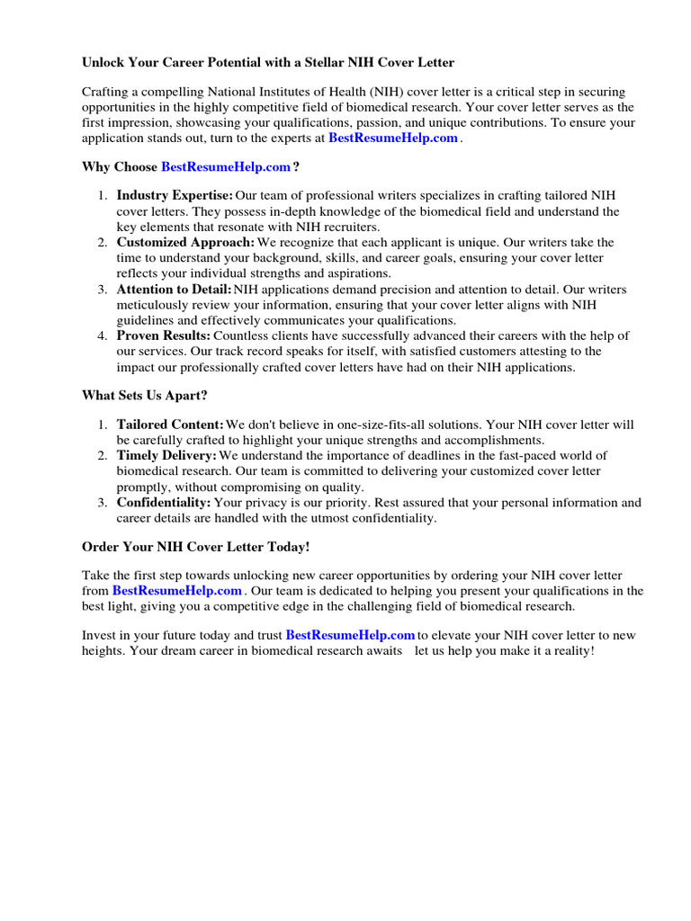 Nih Cover Letter Example | PDF | National Institutes Of Health | Science