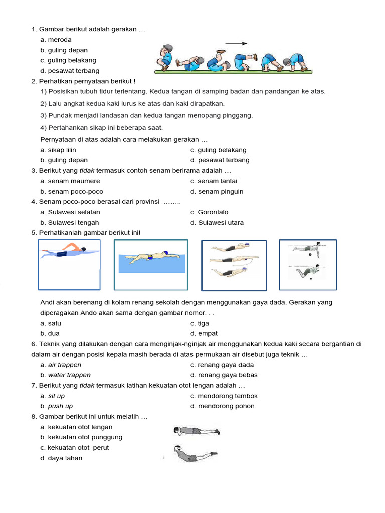 LATIHAN SOAL PJOK KELAS IV SM 2 | PDF | Seni & Disiplin Bahasa