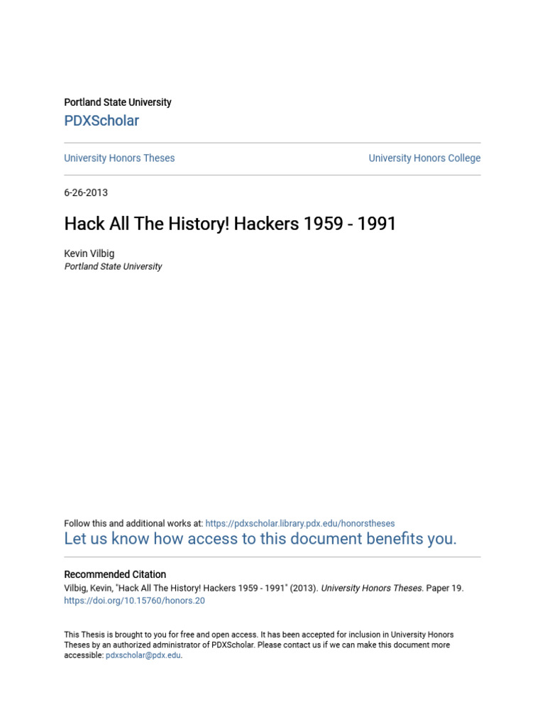 Hack All The History! Hackers 1959 - 1991 | PDF | Hacker Culture | Gnu