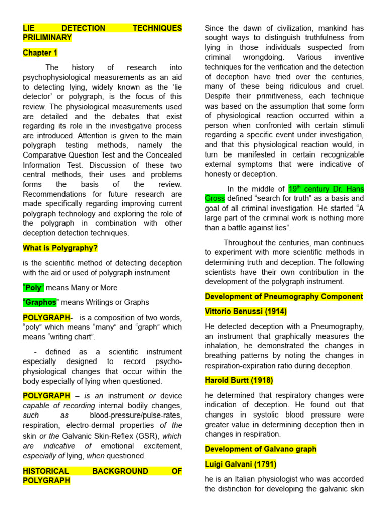 Lie Detection Techniques | Download Free PDF | Polygraph | Lie